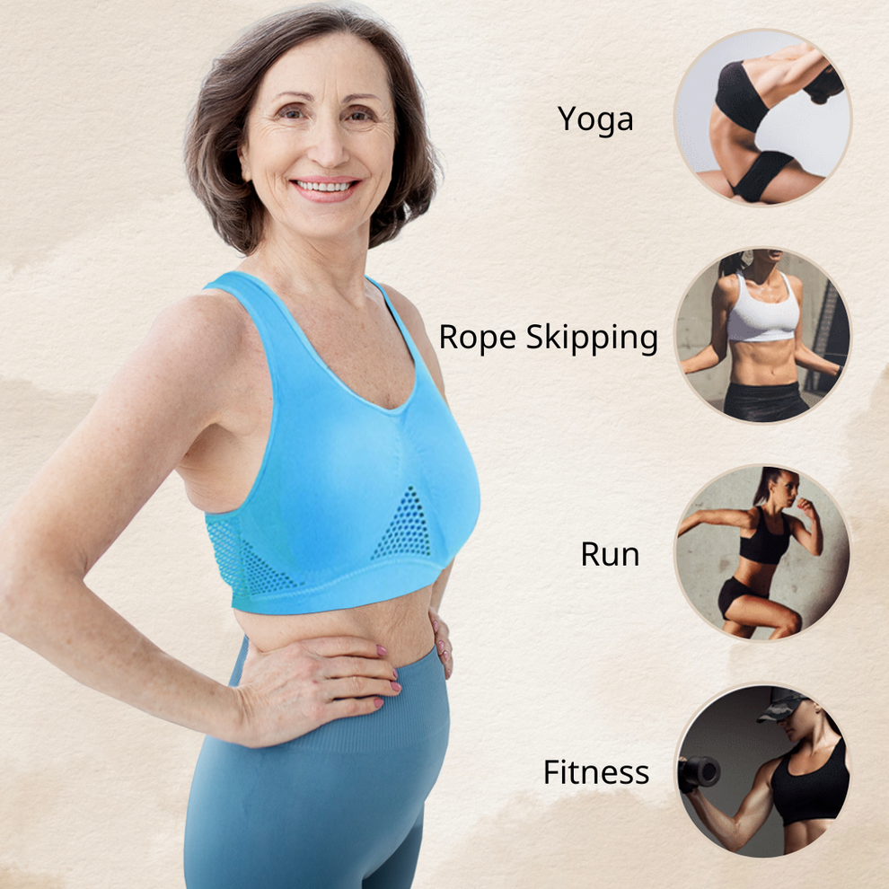 Mesh Breathable Cool Liftup Air Sports Bra Seamless Wireless Bra Large ...