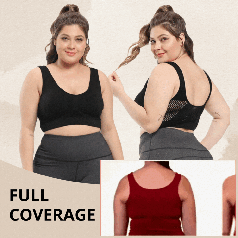 Mesh Breathable Cool Liftup Air Sports Bra Seamless Wireless Bra Large ...