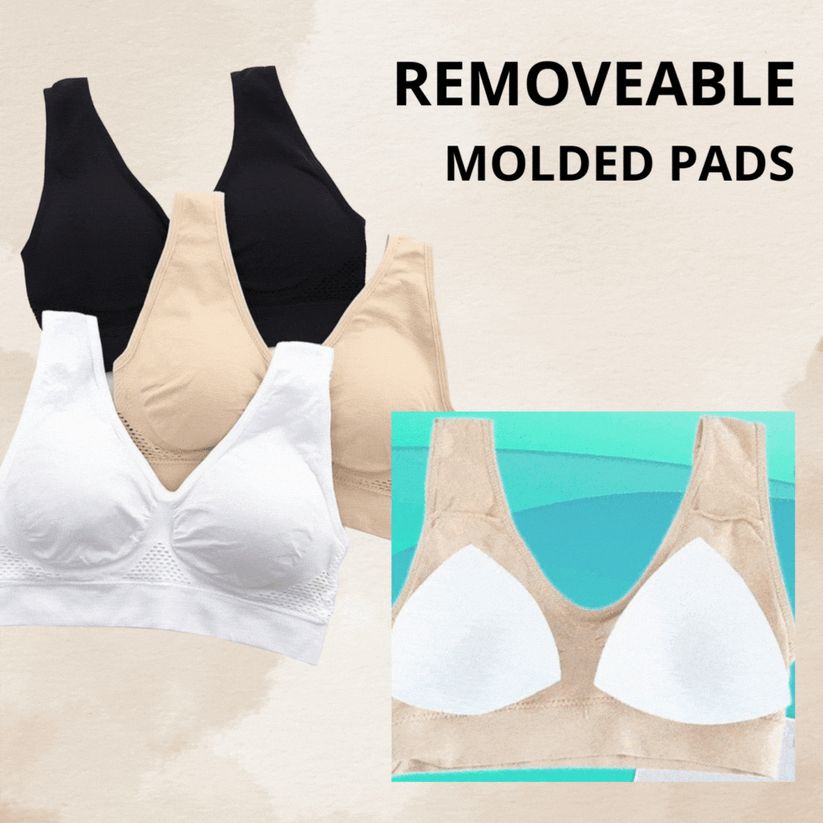 Mesh Breathable Cool Liftup Air Sports Bra Seamless Wireless Bra Large ...