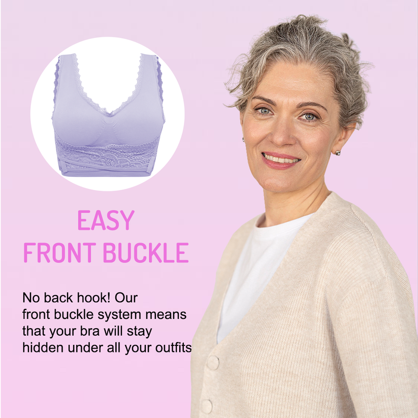 Comfy Push Up Wireless Corset Bras Front Cross Side Closure Lace Bras ...